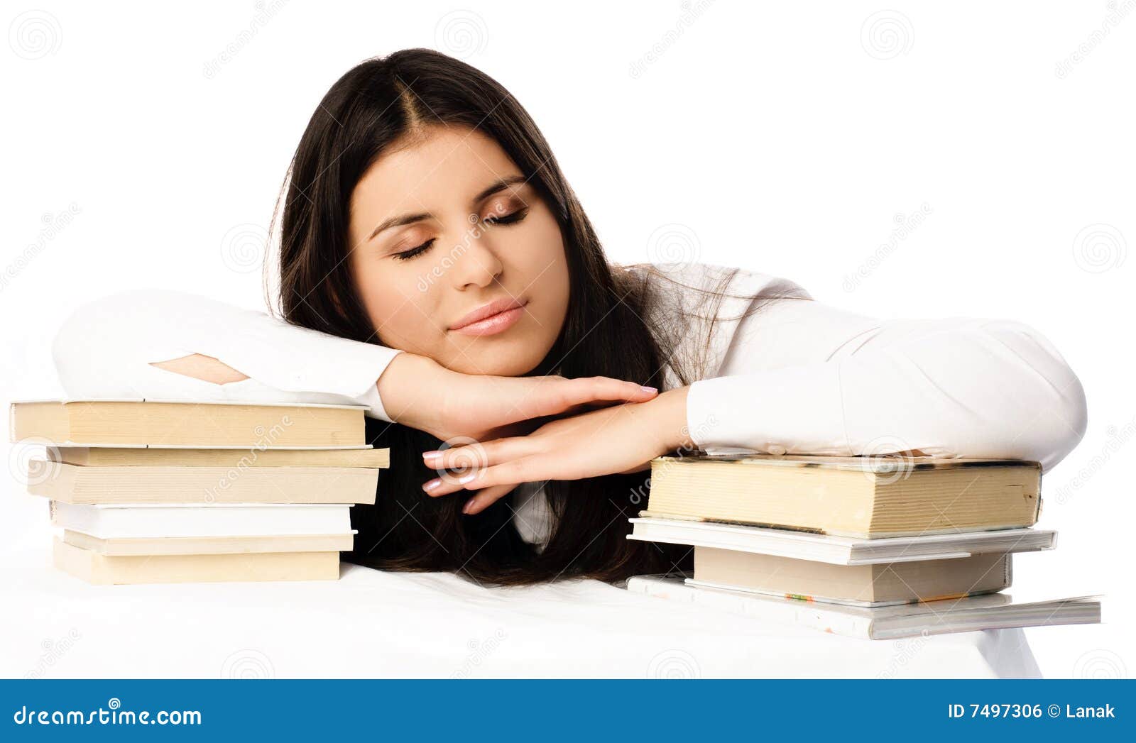 Beautiful Student Sleeping on the Table Stock Photo - Image of girl ...