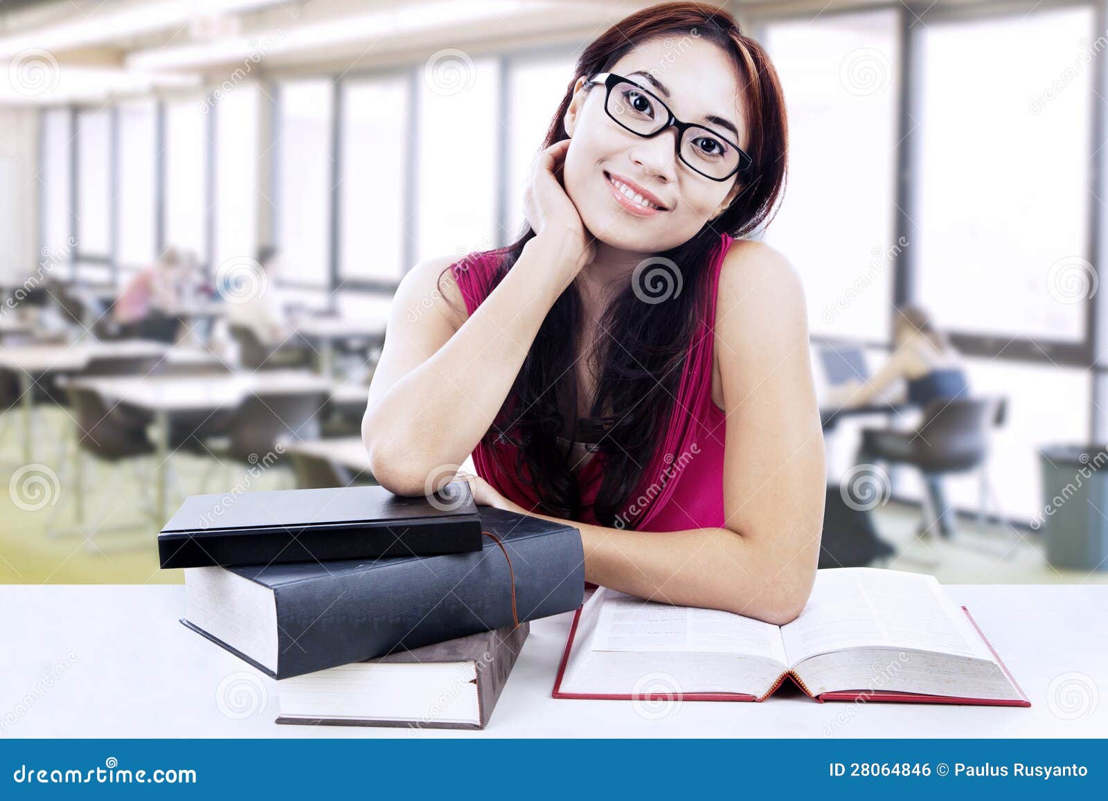 Beautiful Student Study at Library Stock Photo - Image of apprentice ...