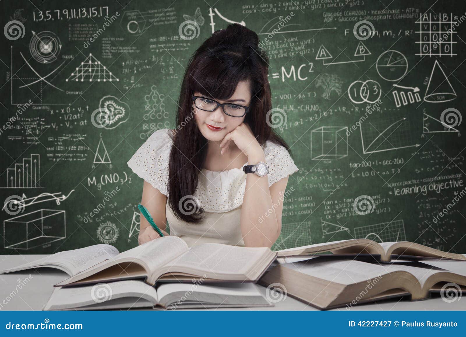 Beautiful Student Studying in the Class Stock Image - Image of clever ...