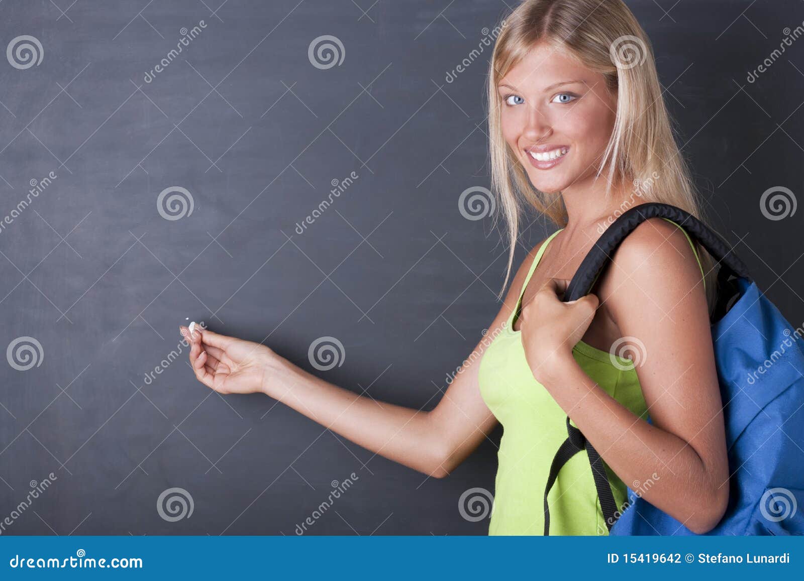 Beautiful Student Writing on Blackboard Stock Photo - Image of ...
