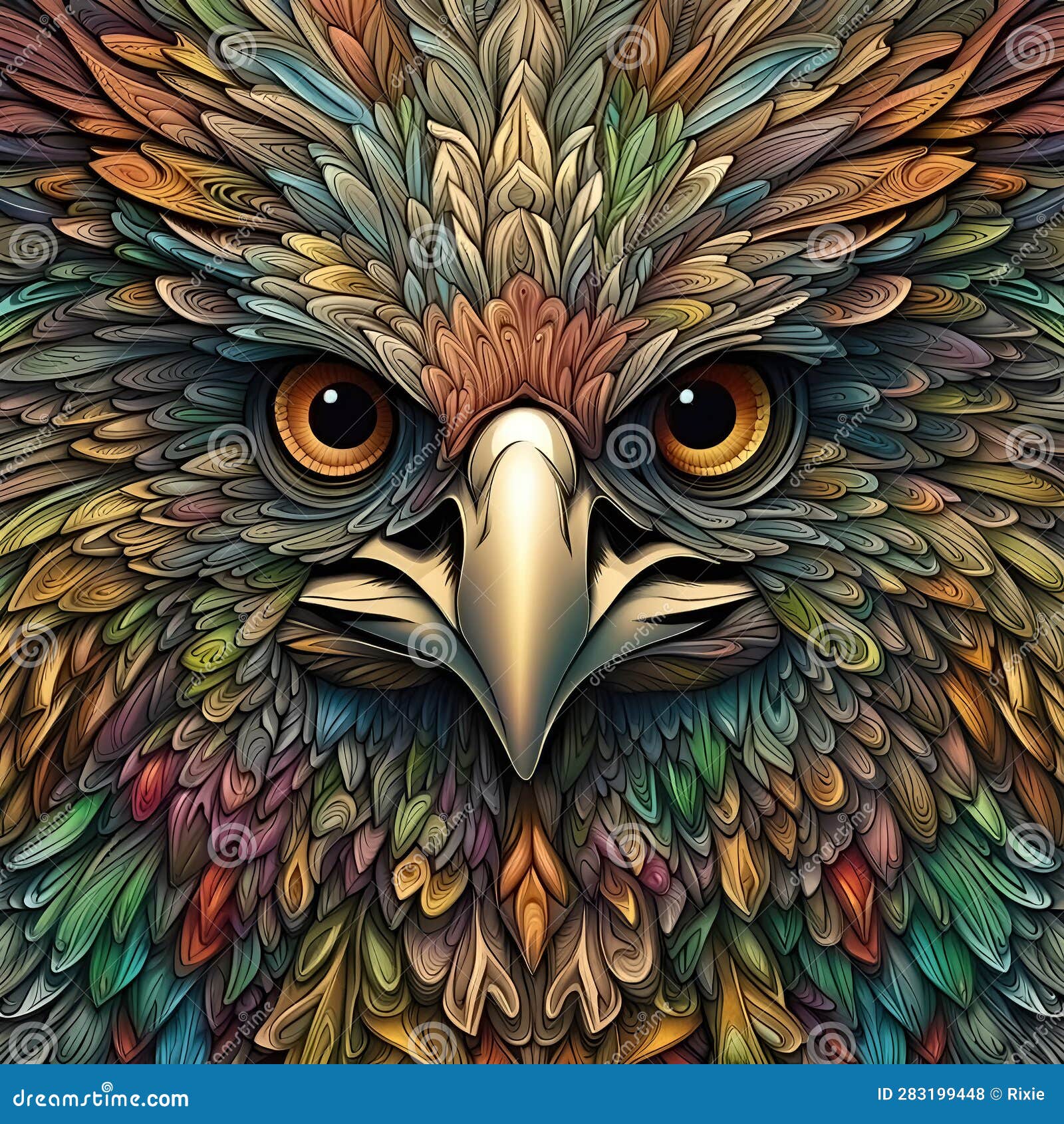 Beautiful Stylised Art Portrait of an Eagle. Front View Stock ...