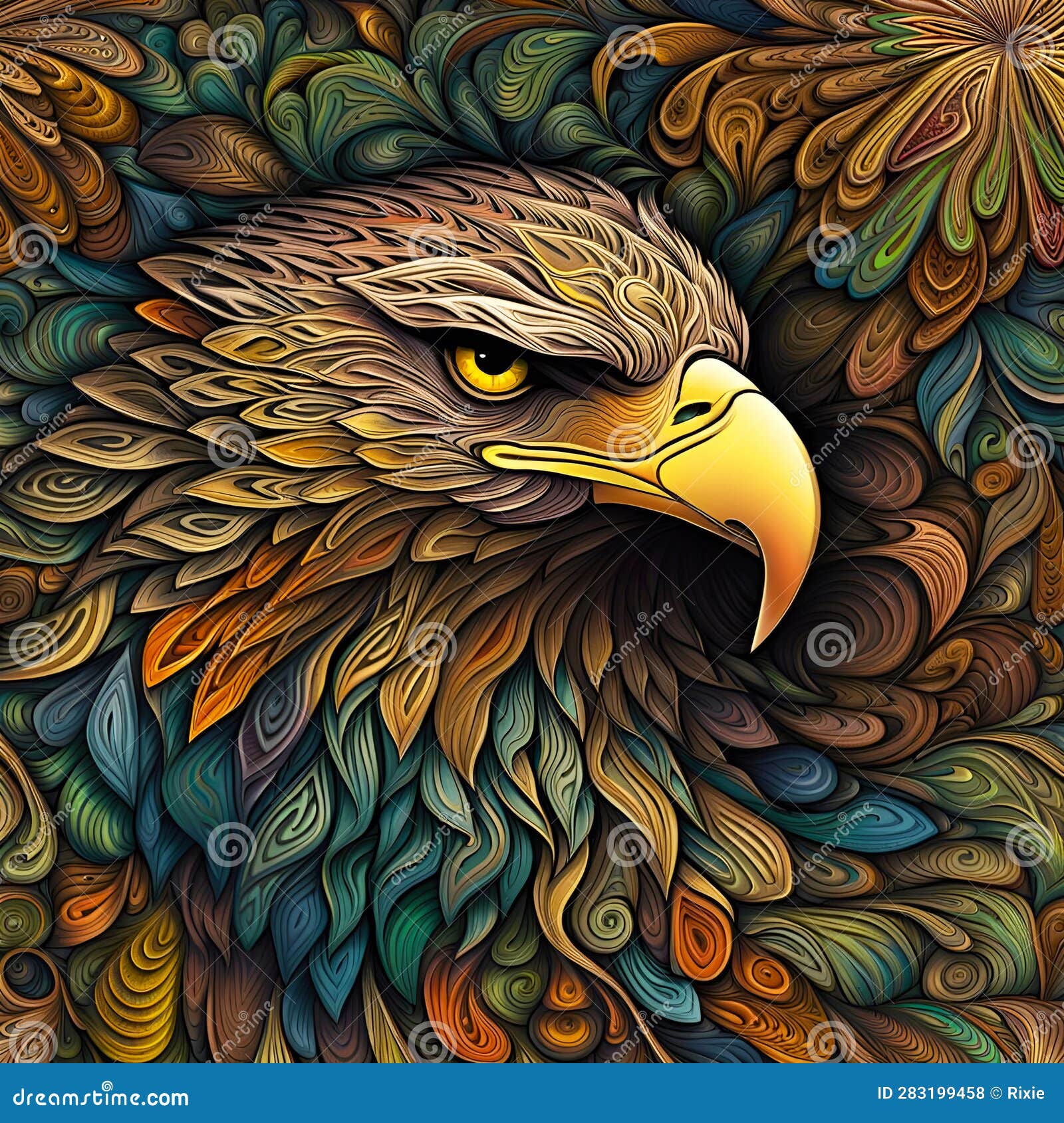 Beautiful Stylised Art Portrait of an Eagle. Side View Stock ...