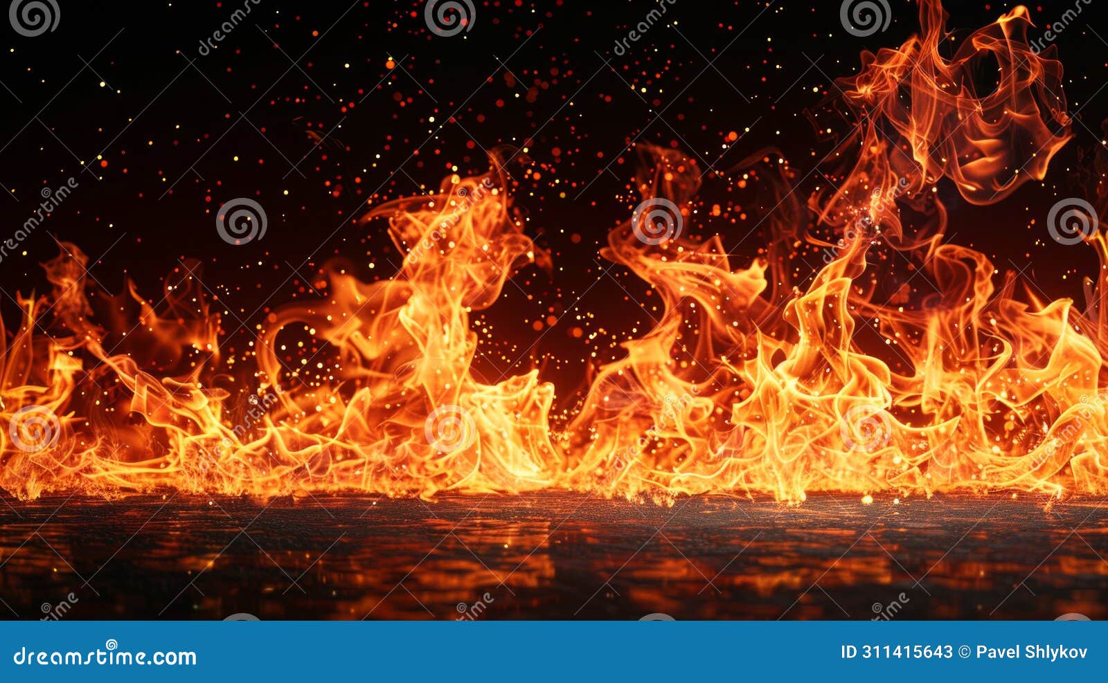 Beautiful Stylish Fire Flames Reflected in Water Stock Image - Image of ...