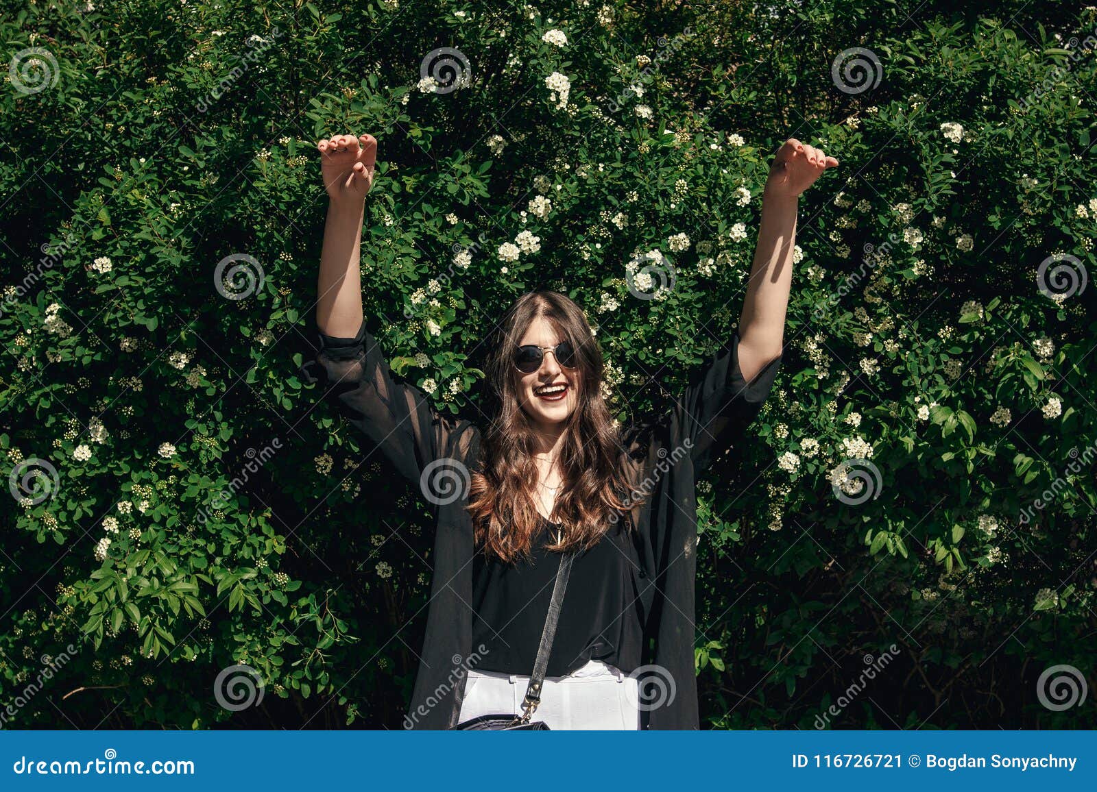 Beautiful Stylish Hipster Girl With Beautiful Hair Having Fun F Stock