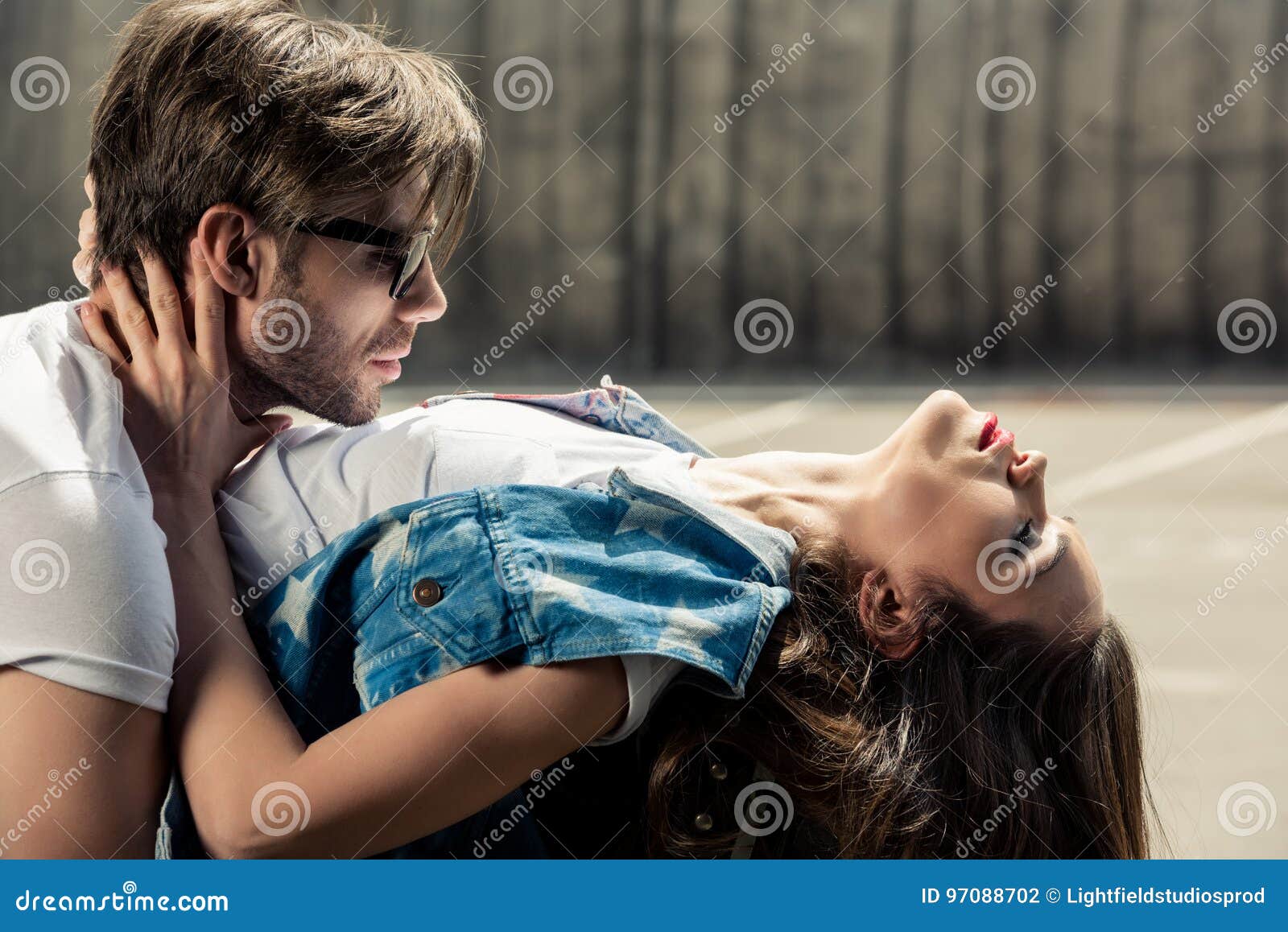 Beautiful Stylish Young Couple in Love Hugging Stock Photo - Image of ...