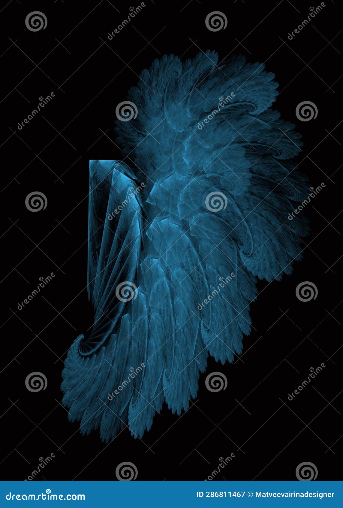 A Beautiful and Stylized Blue Wing, a Graphic Element Stock ...