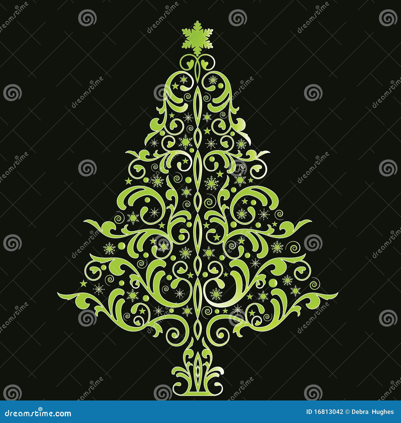 Stylized Christmas Tree With Overflowing Background Vector Illustration ...