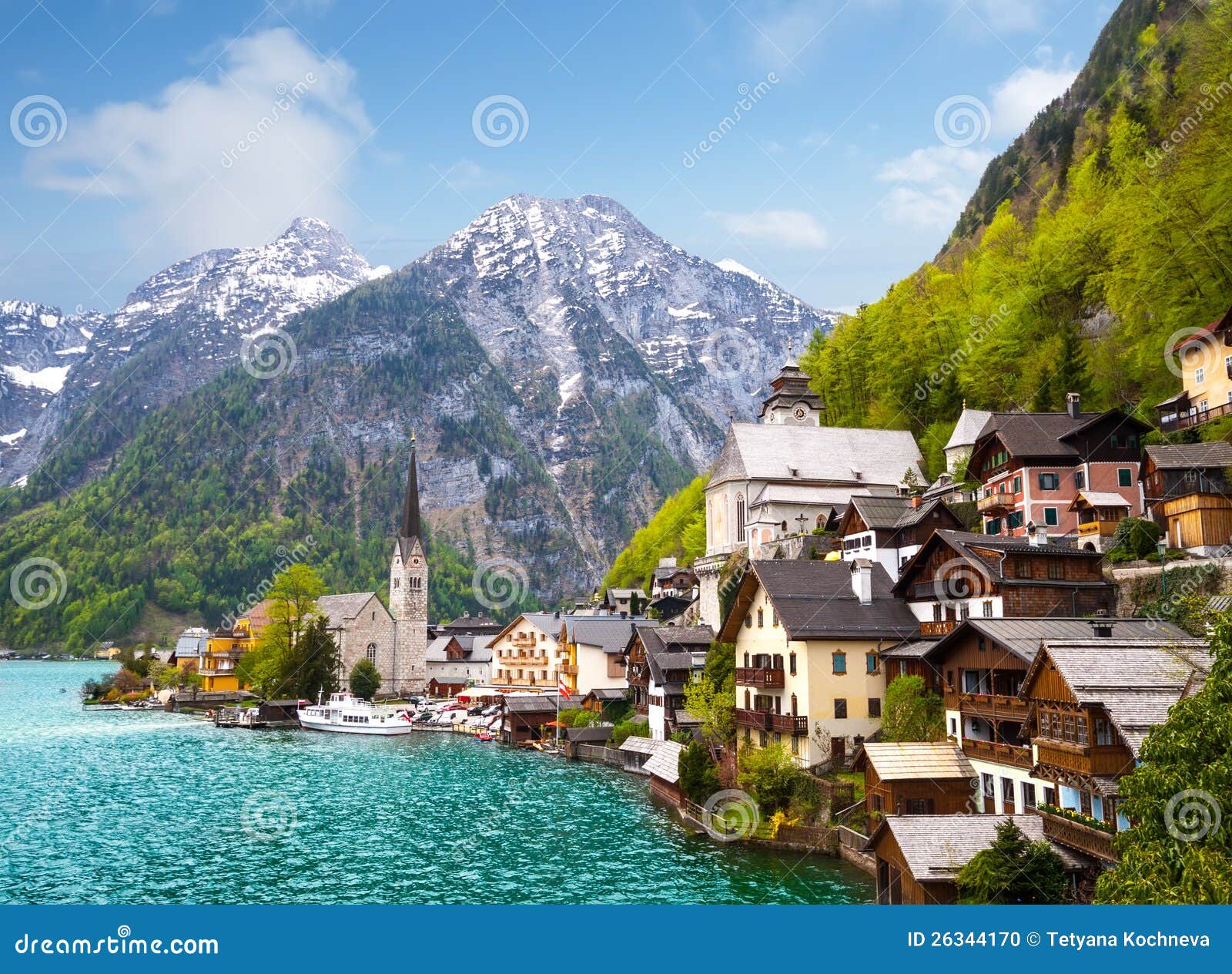 Beautiful Summer Alpine Hallstatt Town Stock Photo - Image of ...