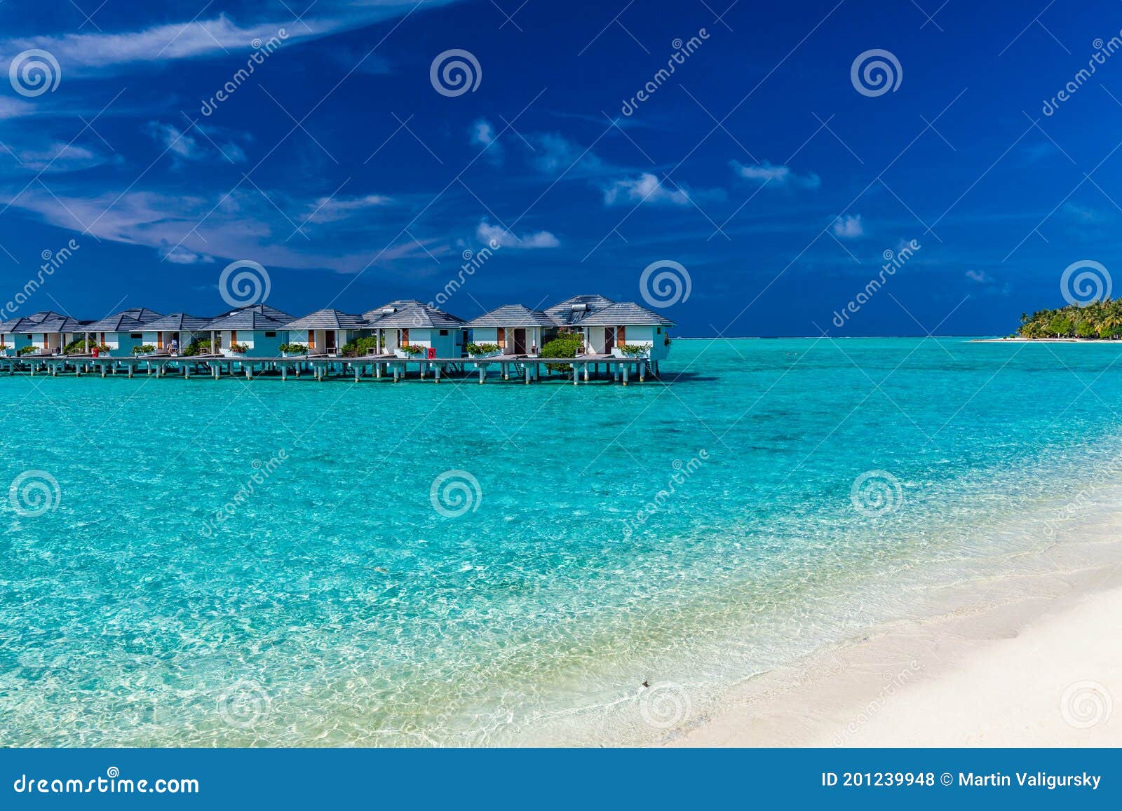 Beautiful Summer Beach Paradise with Sandy Beach and Villas Stock Photo ...