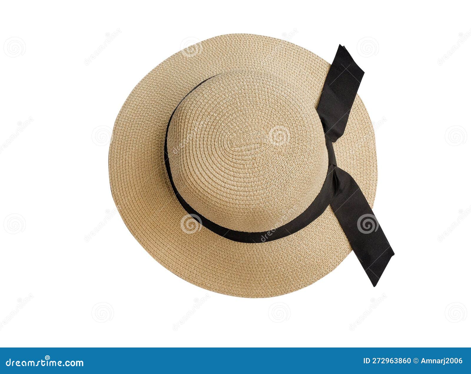 Beautiful Summer Hat with Black Ribbon, Isolated Stock Photo - Image of ...