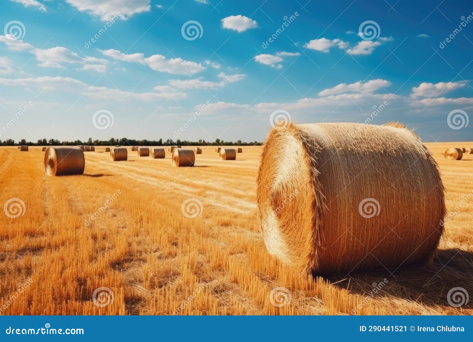 Beautiful Summer Landscape with Haystacks Stock Illustration ...
