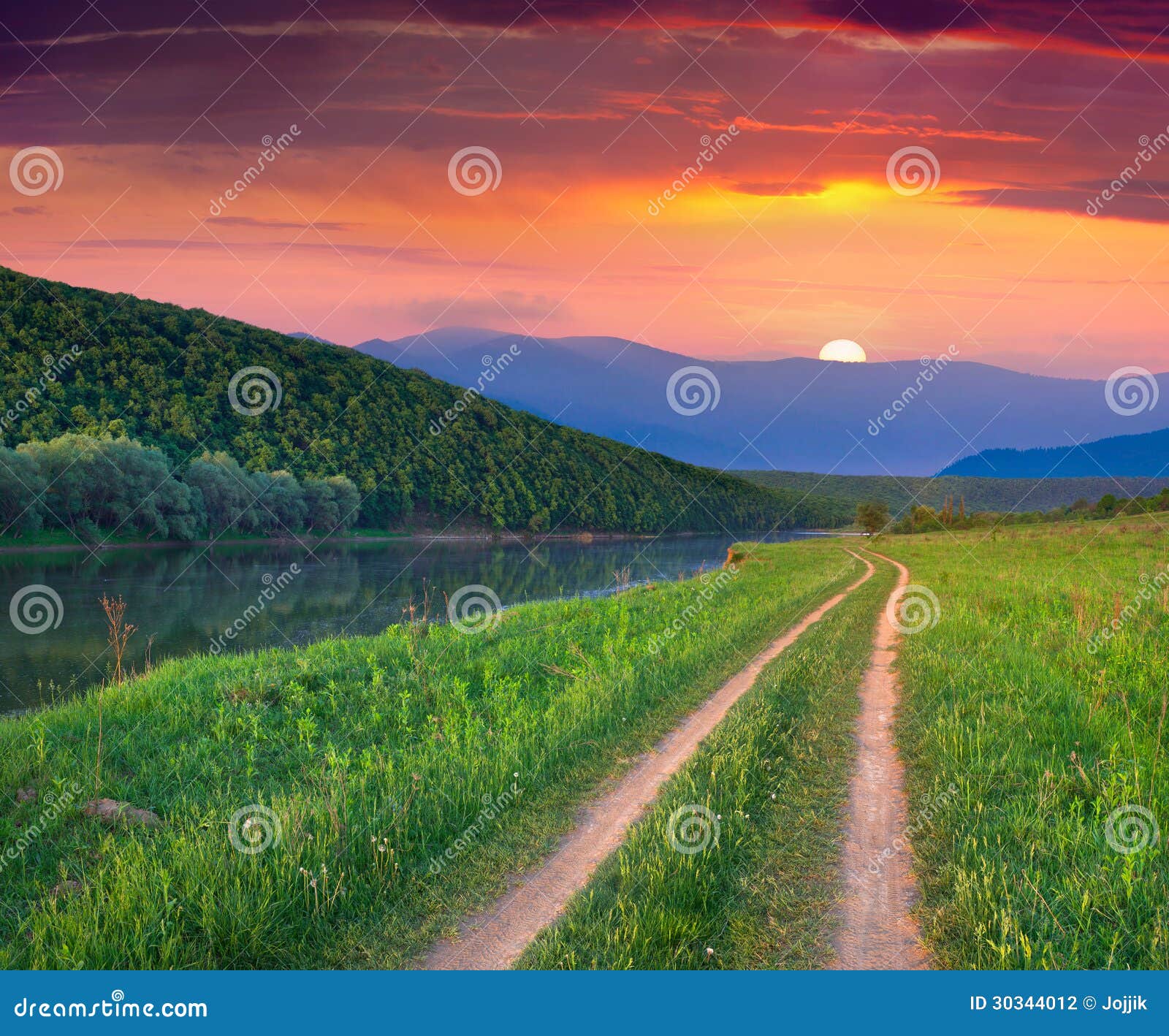 Beautiful Summer Landscape on the Mountain River. Stock Photo - Image ...