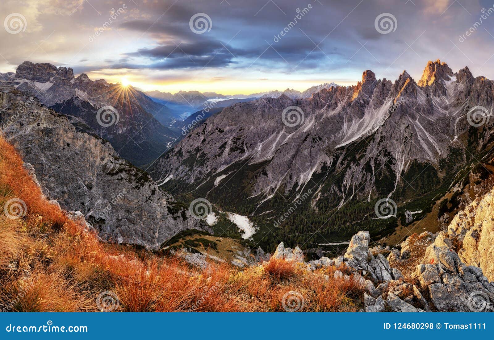 Beautiful Summer Landscape in the Mountains with the Sun at Dawn Stock ...