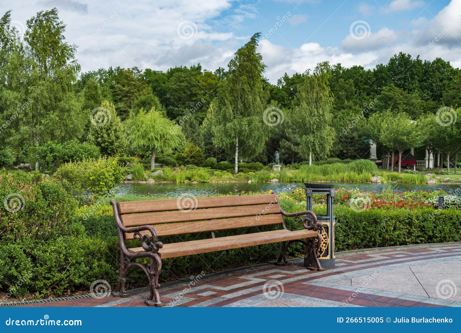 Beautiful Summer Park with Bench Stock Image - Image of spring, green ...