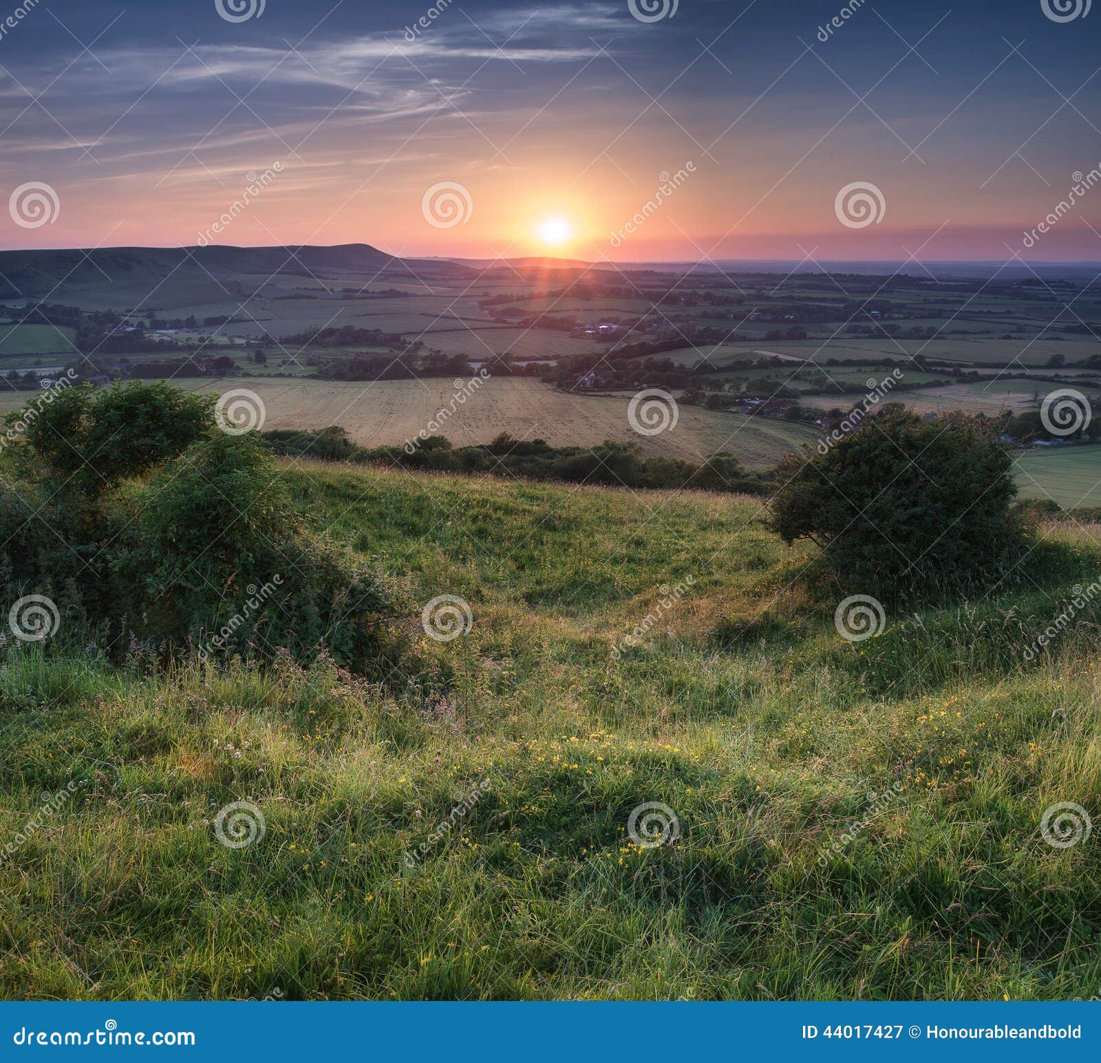 Beautiful Summer Sunset Over Countryside Landscape Stock Image - Image ...
