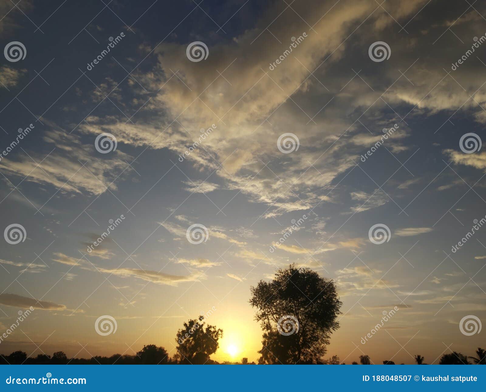Beautiful Sun with Clouds Trees Stock Image - Image of nature, light ...