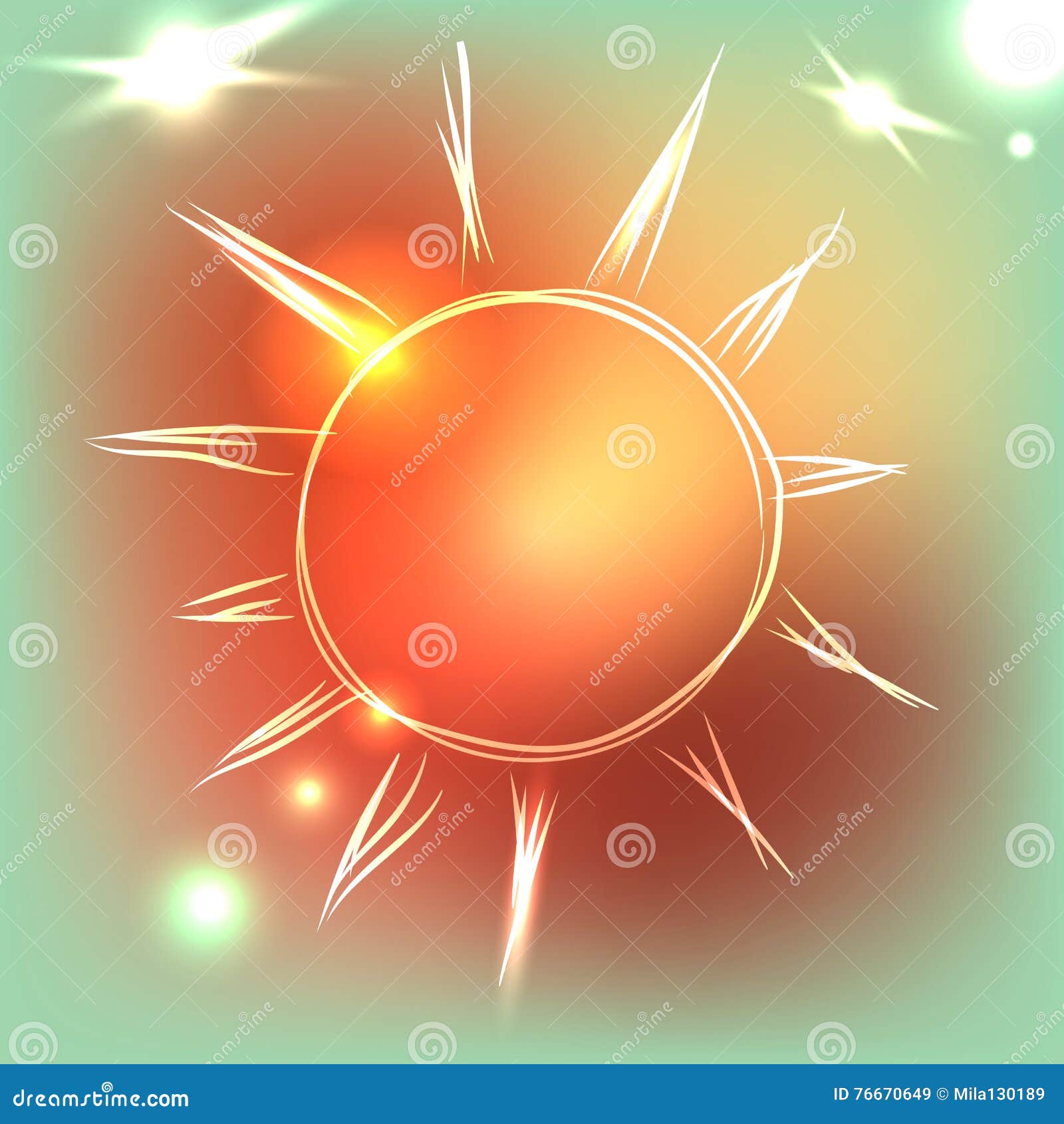 Beautiful Sun on Colorful Background with Neon Lights, Vector ...
