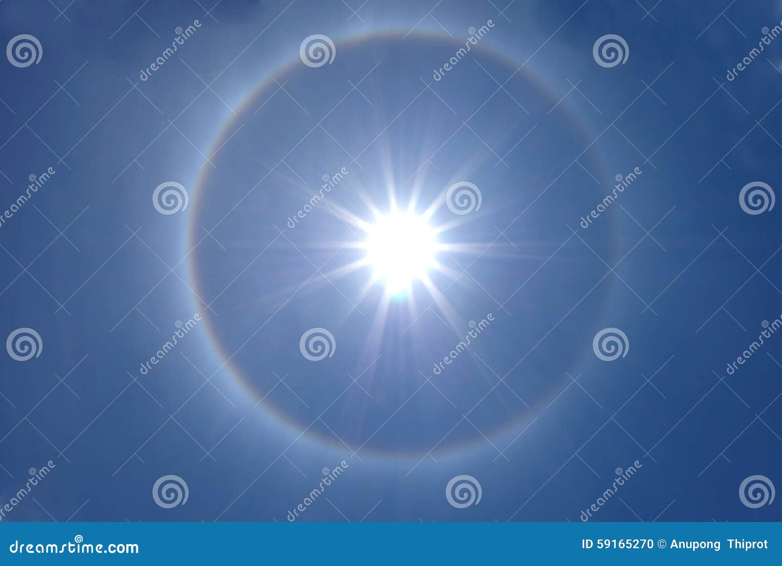 Beautiful Sun Halo on Clear Blue Sky Stock Photo - Image of crystal ...