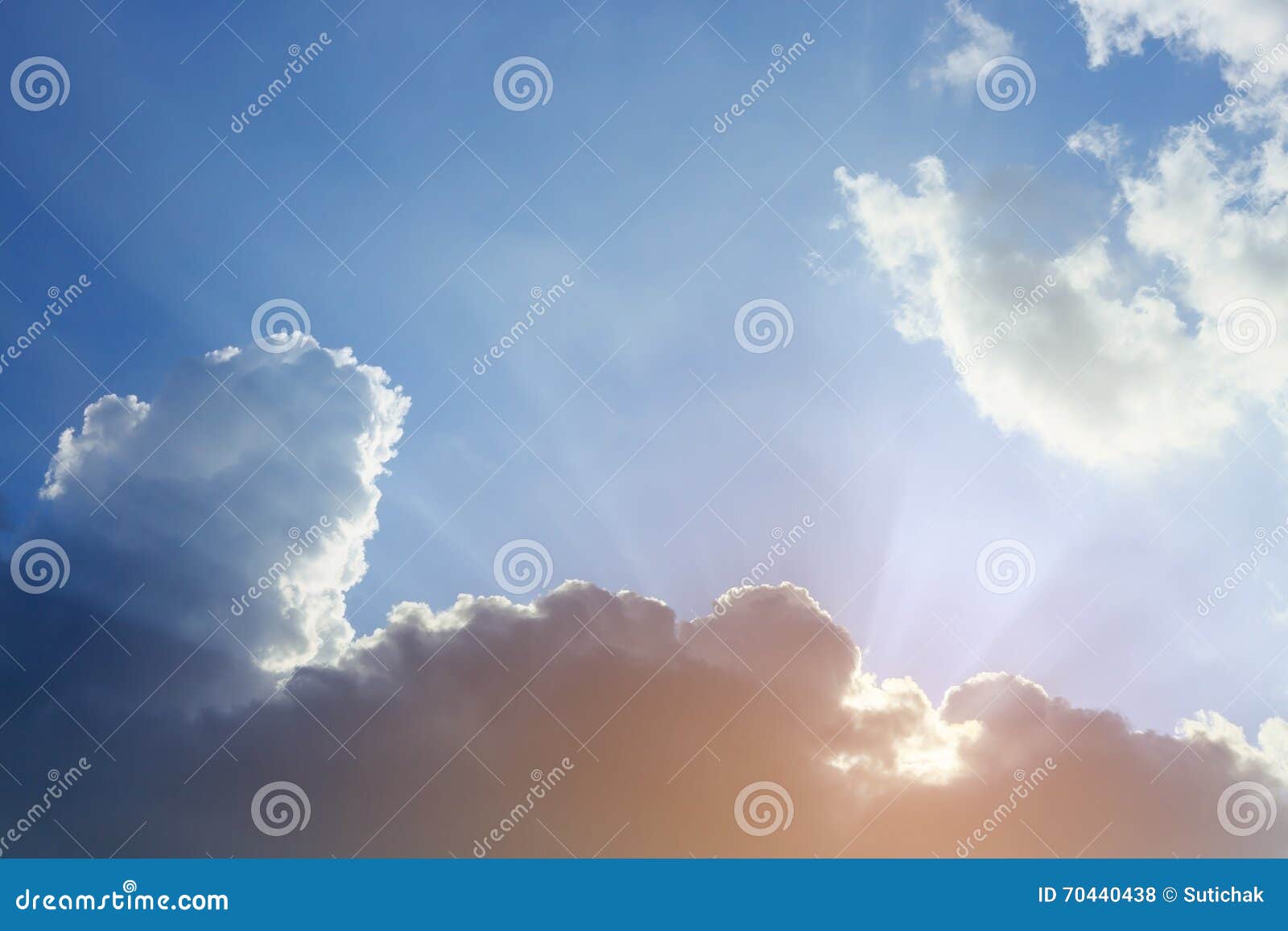 Beautiful Sun Light on Blue Sky Background Stock Photo - Image of light ...