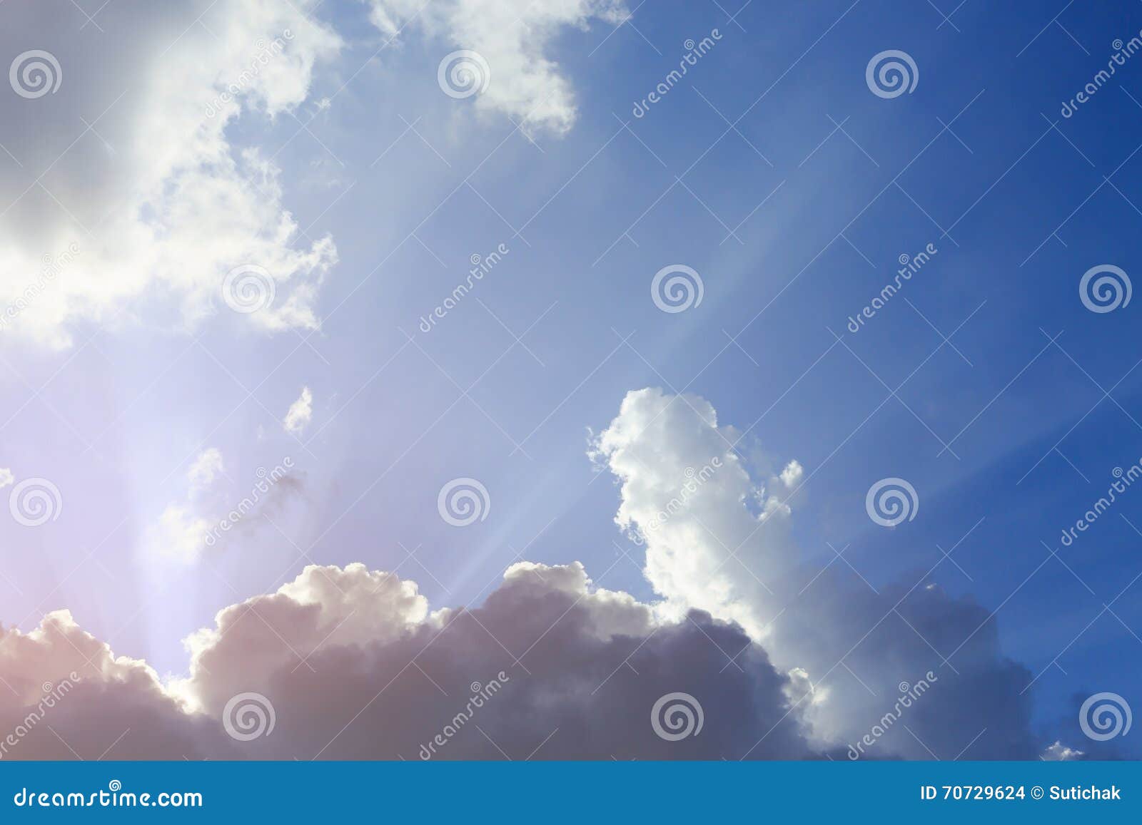 Beautiful Sun Light on Blue Sky Background Stock Photo - Image of blue ...