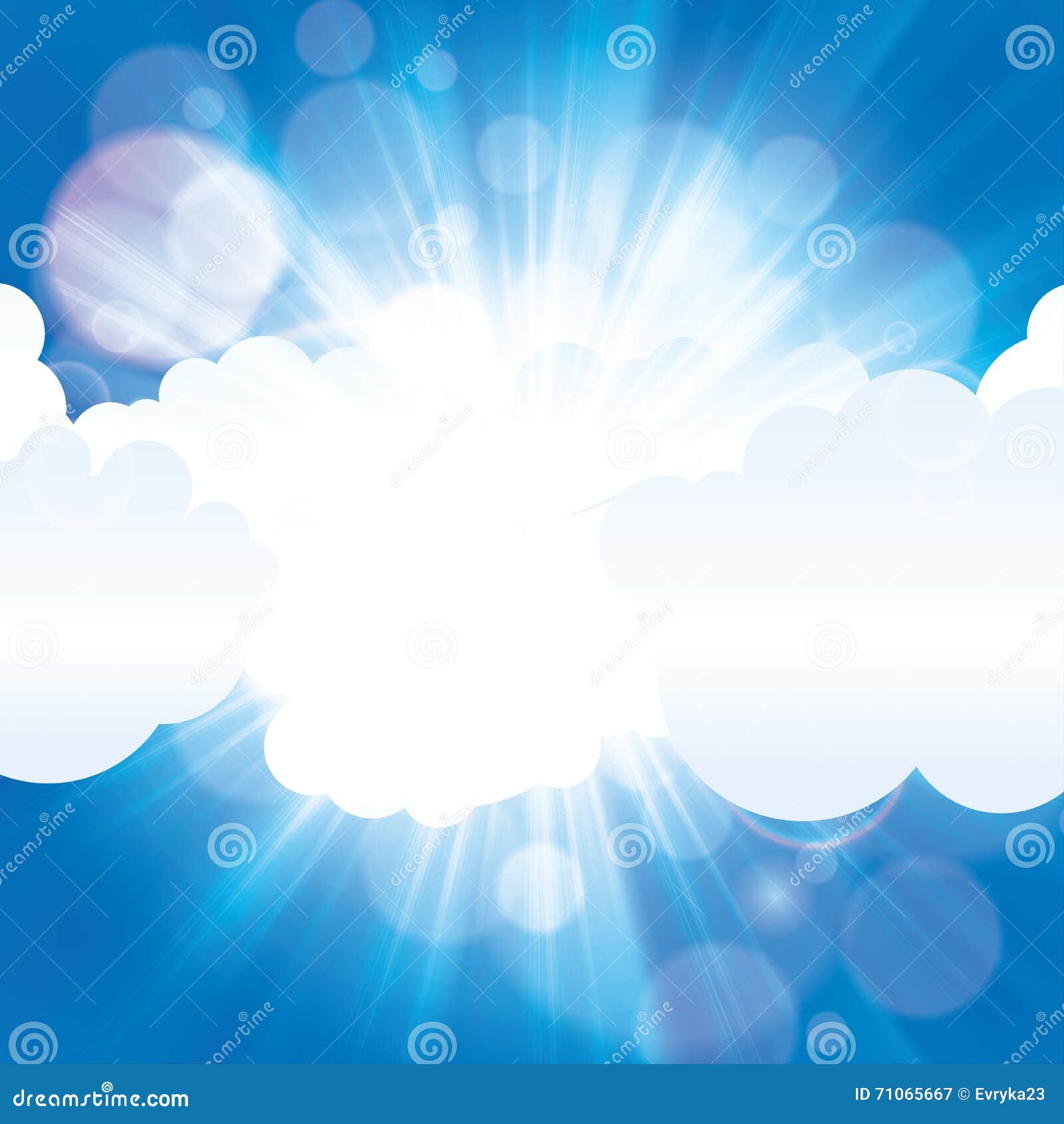 Beautiful Sun Ray in the Clouds with Blue Sky Stock Vector ...