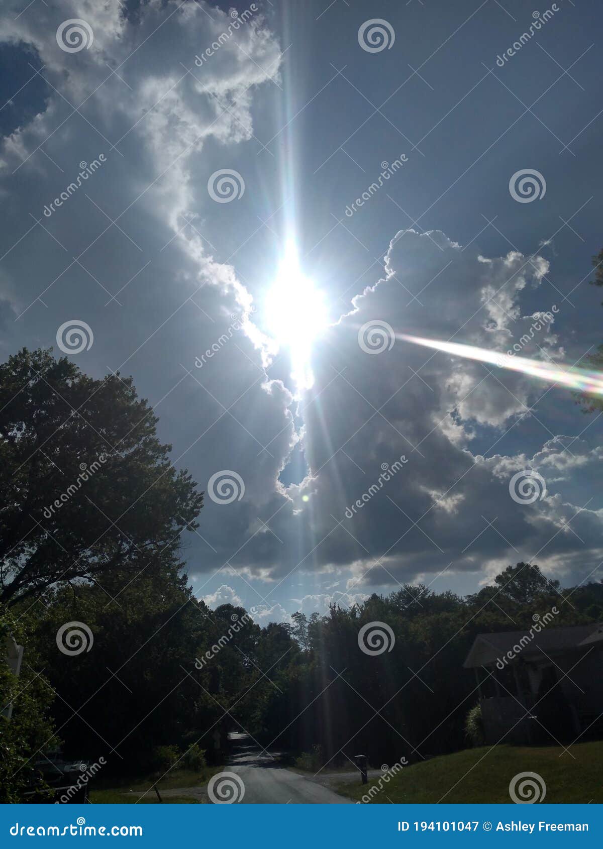 Beautiful Sun Splitting the Clouds Stock Image - Image of tree, cloud ...