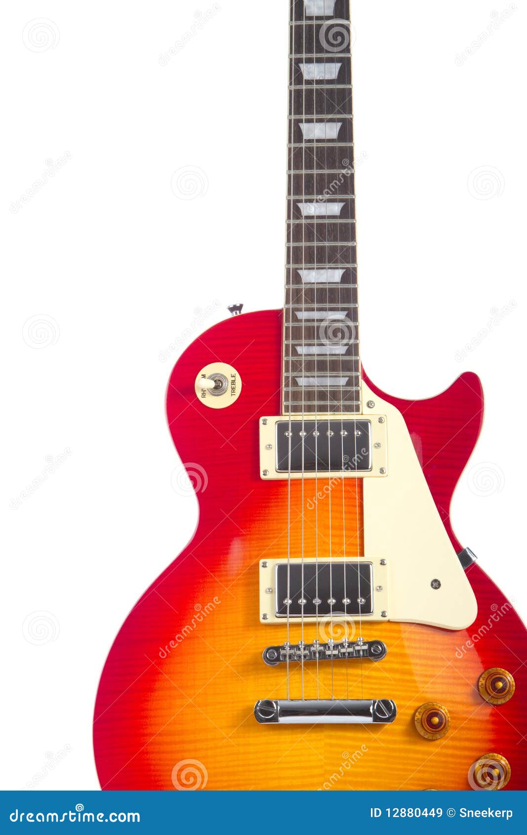 Beautiful Sunburst Electric Guitar Isolated Stock Image - Image of funk ...
