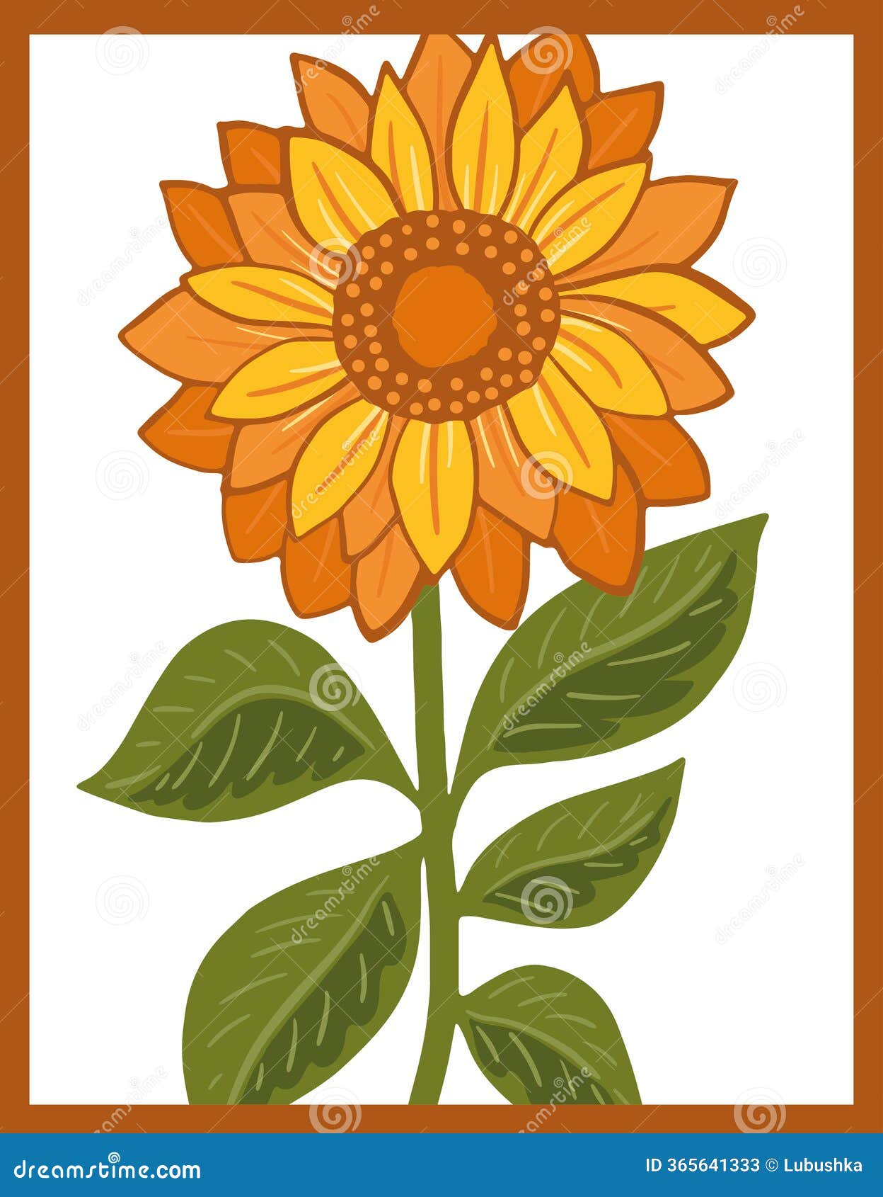 Beautiful Sunflower With Ladybug Clipart Illustration | CartoonDealer ...