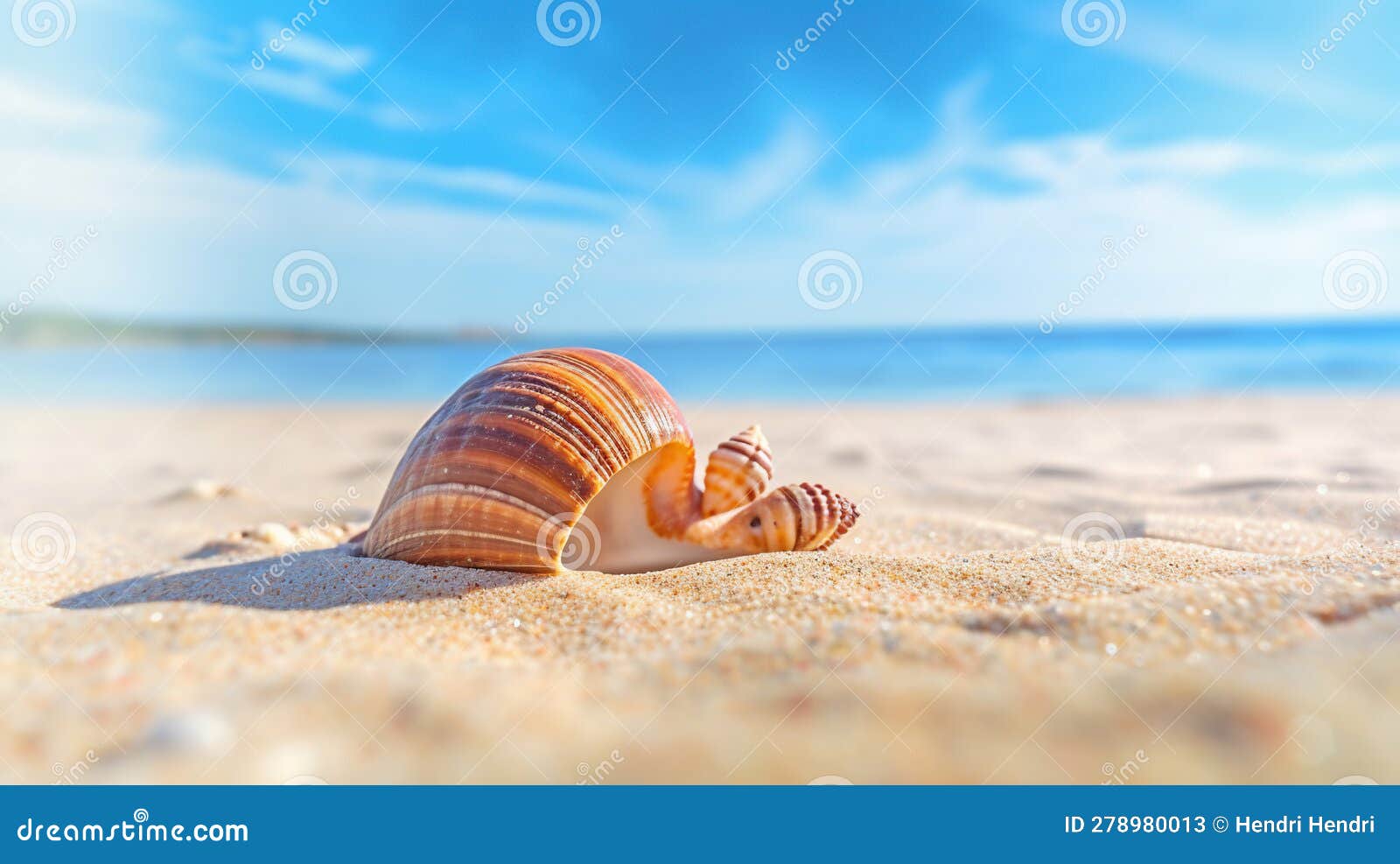 Beautiful Sunny Beach and a Big Shell on the Sand. Sunny Day on Stock ...