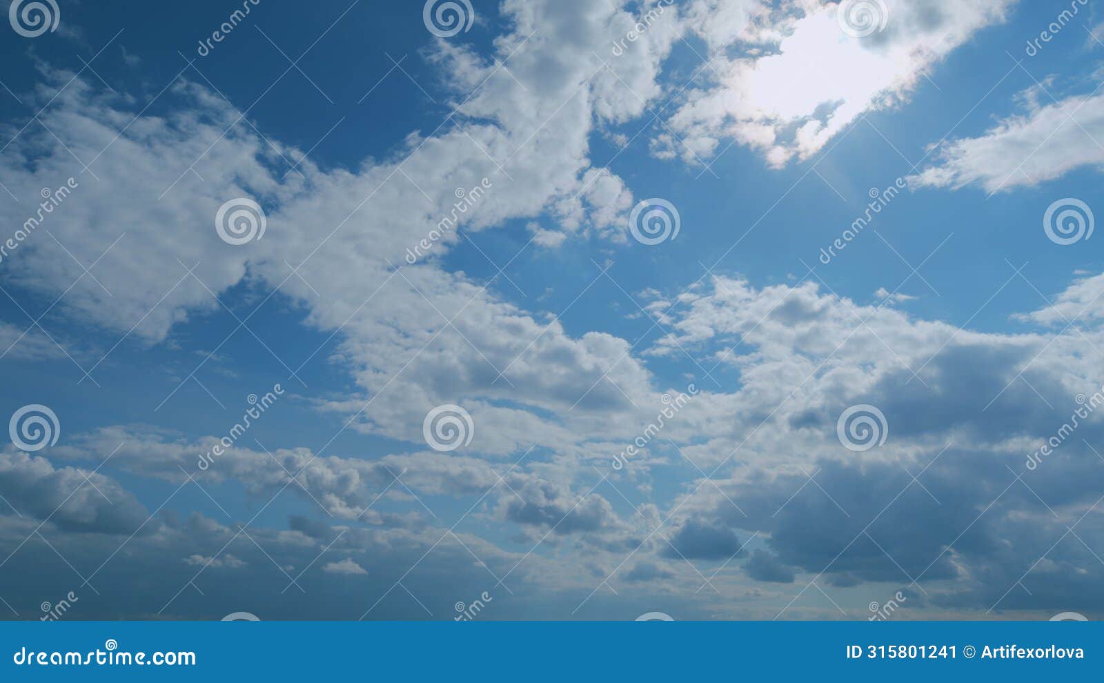 Beautiful Sunny Blue Sky with Bright Sun Light Shining through White ...