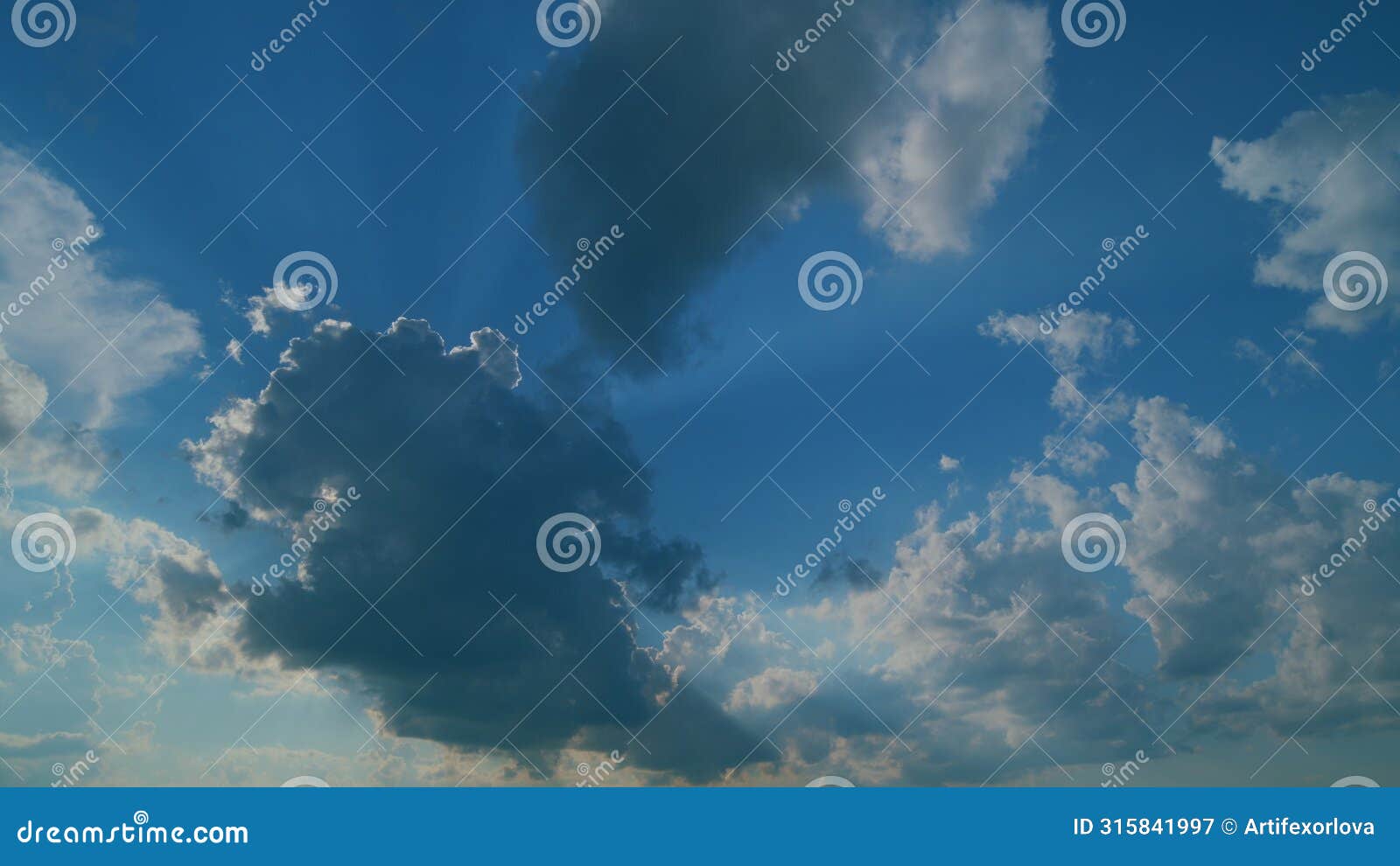 Beautiful Sunny Blue Sky with Bright Sun Light Shining through White ...