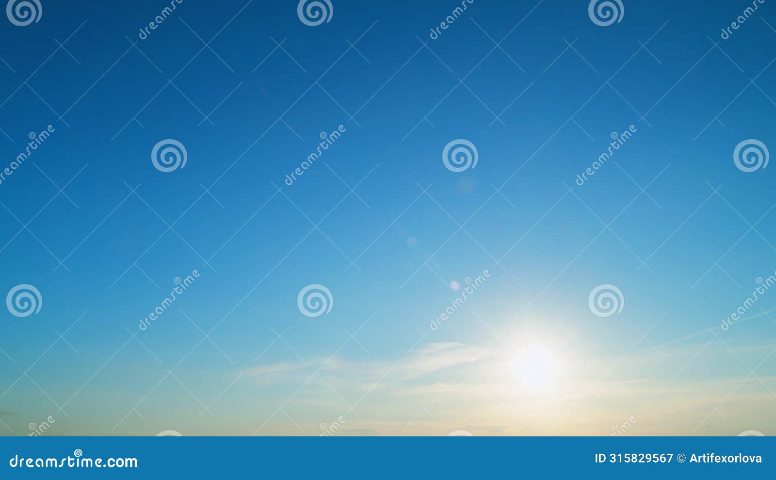 Beautiful Sunny Cloudless Clear Sky with Bright Sun Shining with ...