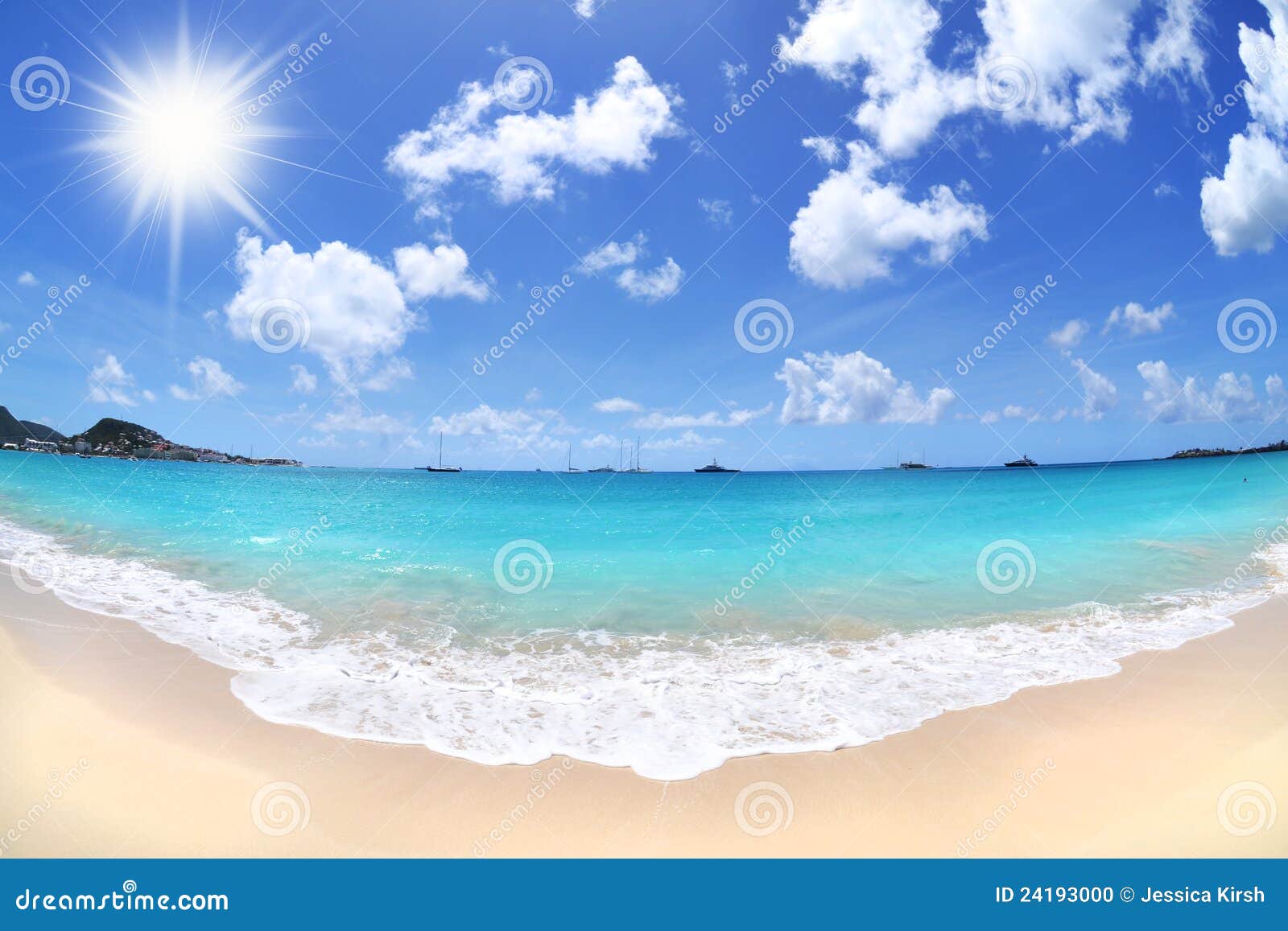 Beautiful, Sunny Day at a Tropical Beach Stock Photo - Image of rays ...