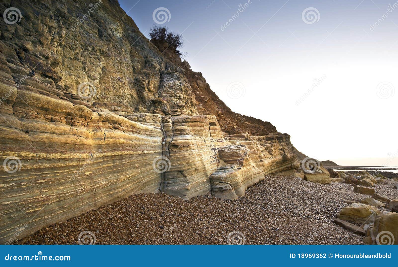 Beautiful Sunrise Along Striated Layered Cliffs Stock Photo - Image of ...