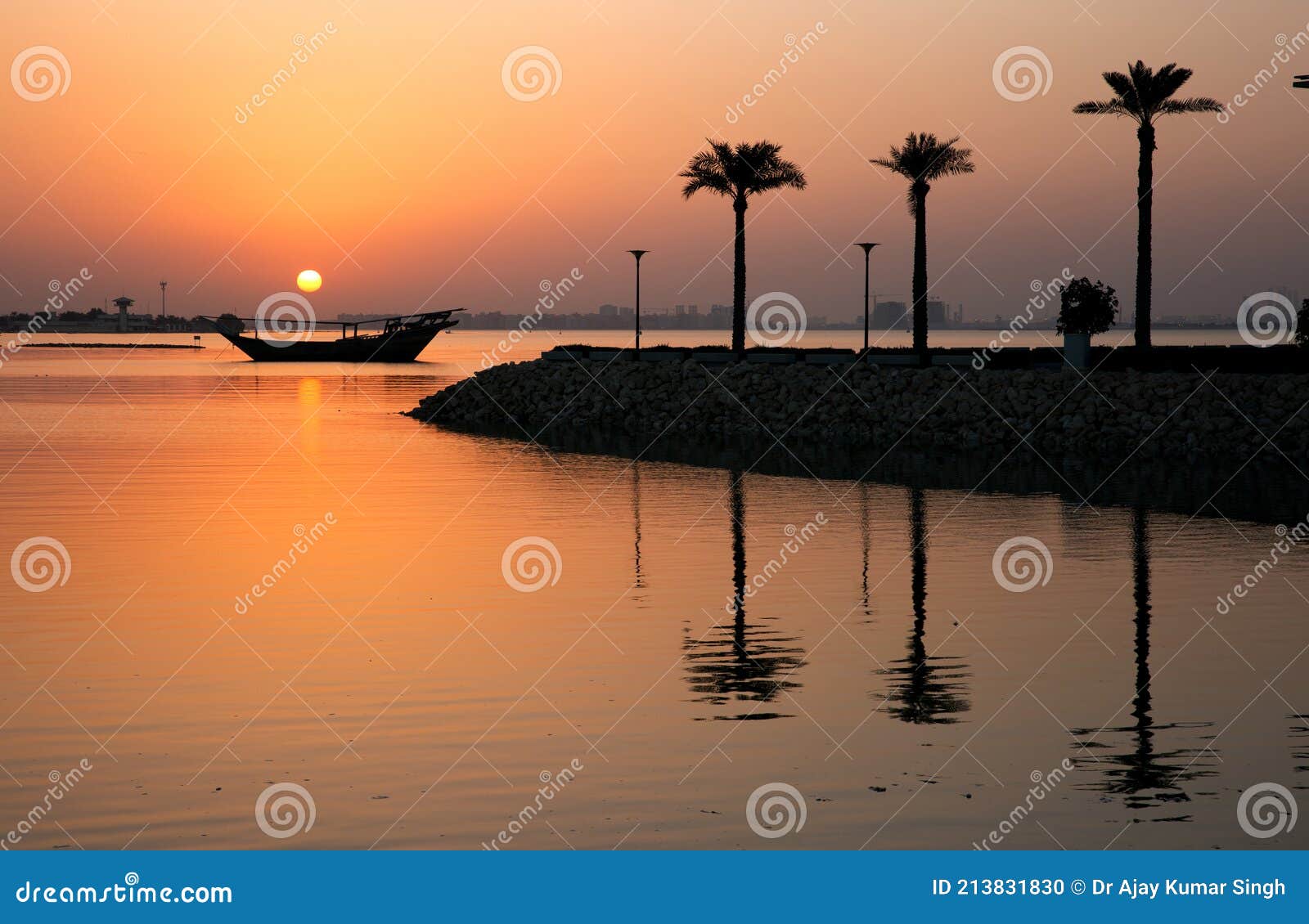 Beautiful sunrise, Bahrain stock photo. Image of arabian - 213831830