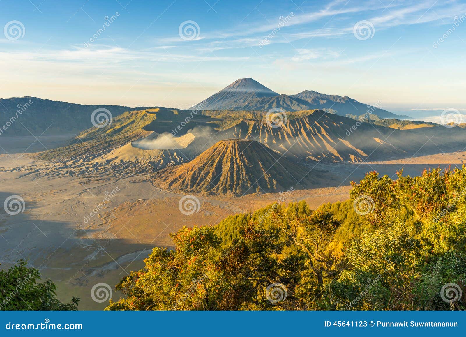 Beautiful Sunrise at Bromo Mountain Stock Image - Image of tree ...