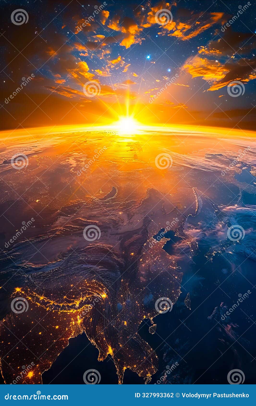 A Beautiful Sunrise Over the Earth Stock Photo - Image of sunset ...