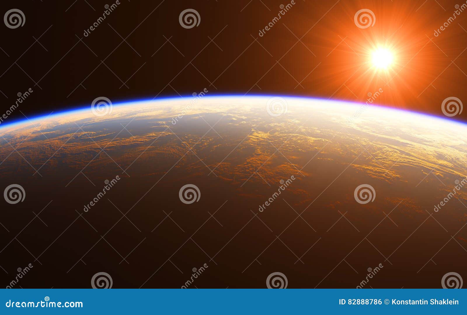 Beautiful Sunrise Over the Earth Stock Illustration - Illustration of ...