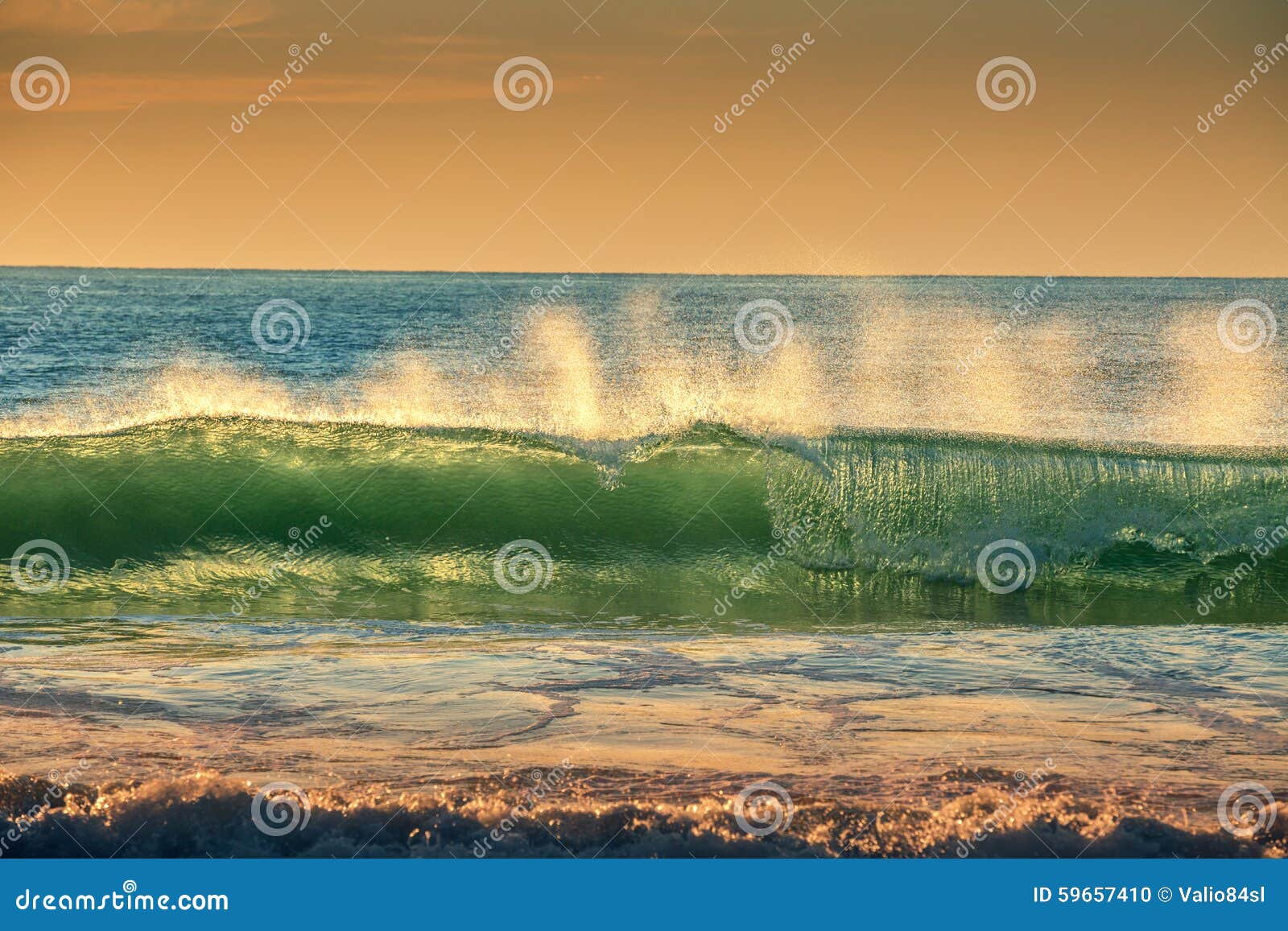 Beautiful Sunrise Over the Splashing Sea Waves Stock Photo - Image of ...