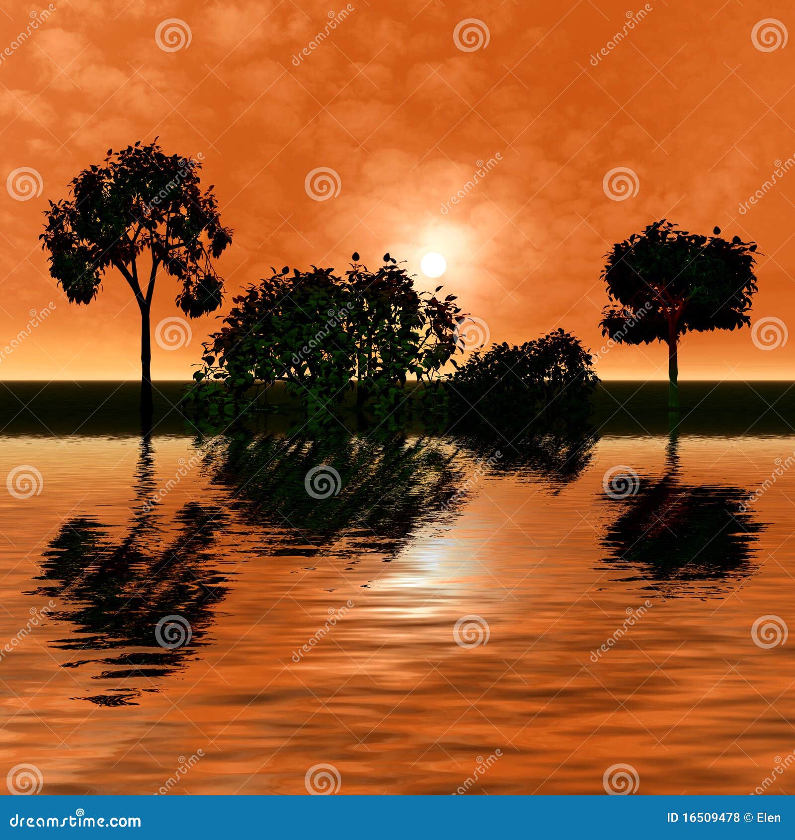 Beautiful Sunrise with Reflection in Water Stock Illustration ... Beautiful Sunrise with Reflection in Water Stock Illustration ...