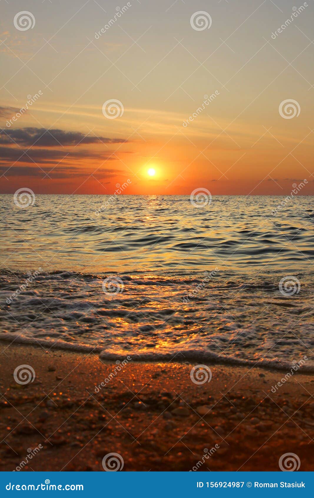 Beautiful Sunrise at Sea. the Sea in the Foreground Stock Image - Image ...