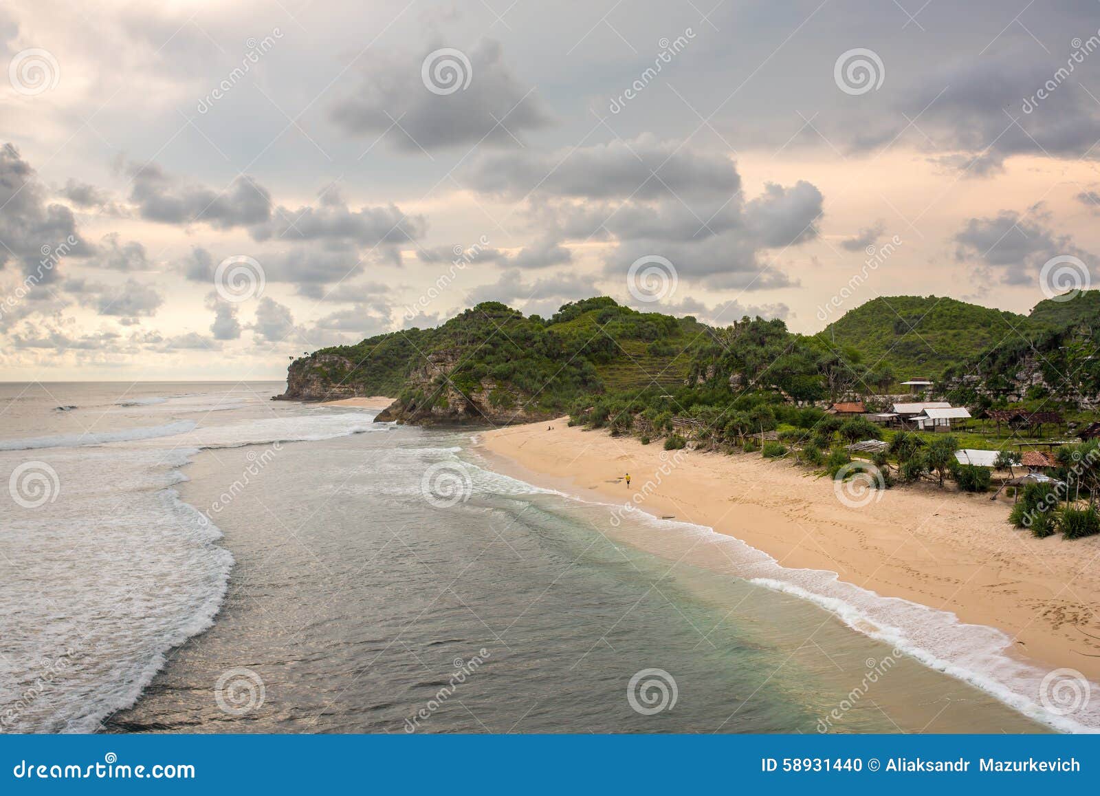 Beautiful Sunrise Sky Over the Beach in Java Stock Photo - Image of ...