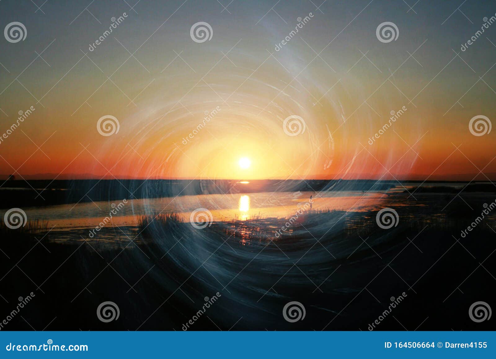 Beautiful Sunrise with Spiral Galaxy Stock Photo - Image of planet ...