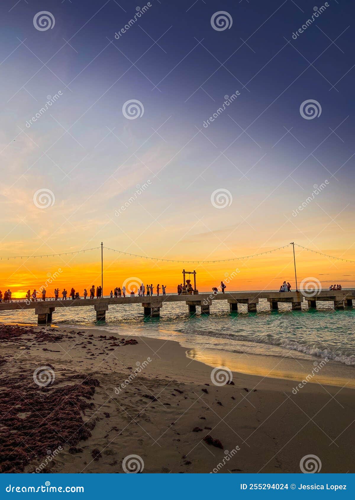 A Sunrise Under De Bridge in Puerto Progreso Stock Photo - Image of ...