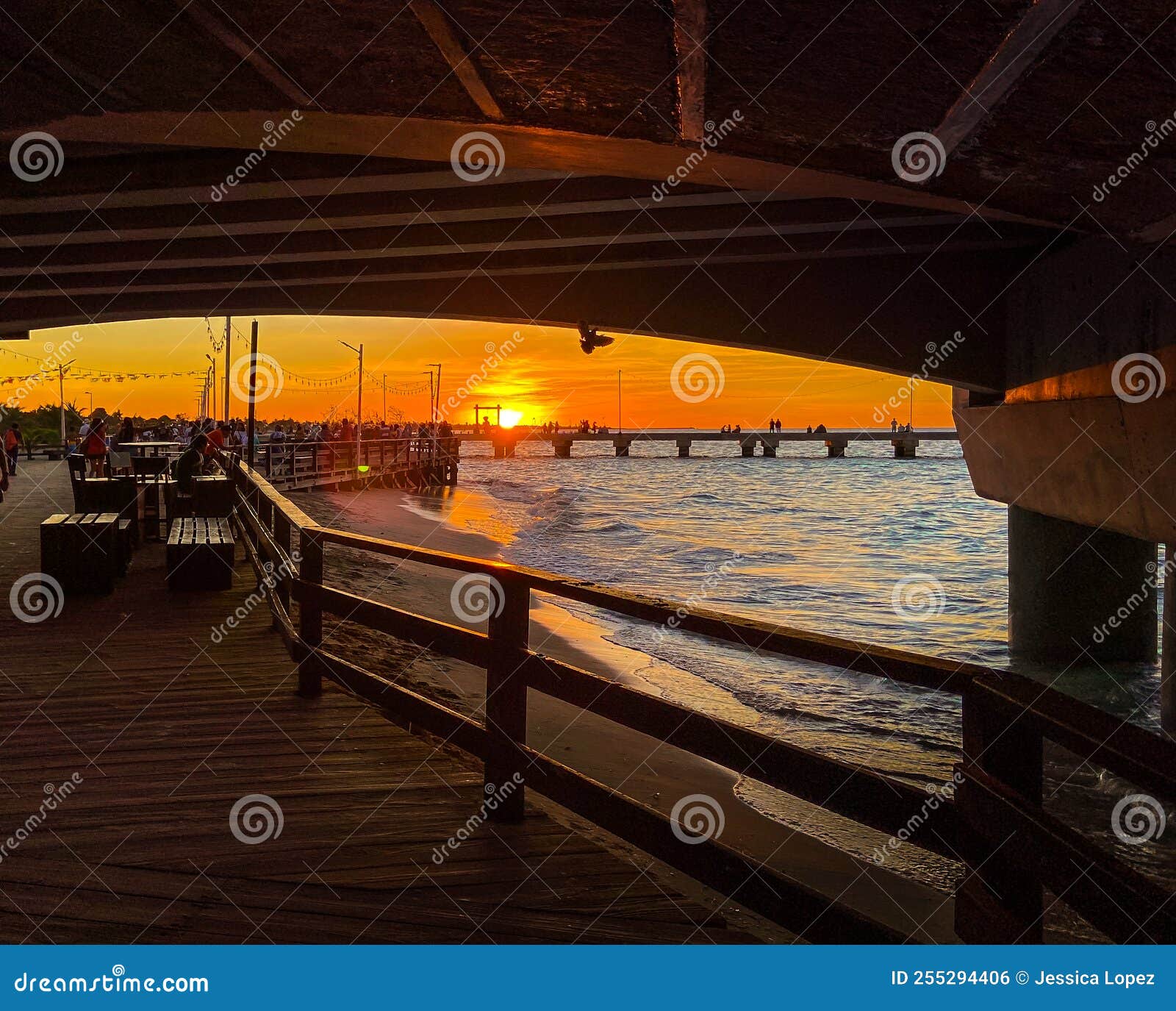 A Sunrise Under De Bridge in Puerto Progreso Stock Photo - Image of ...
