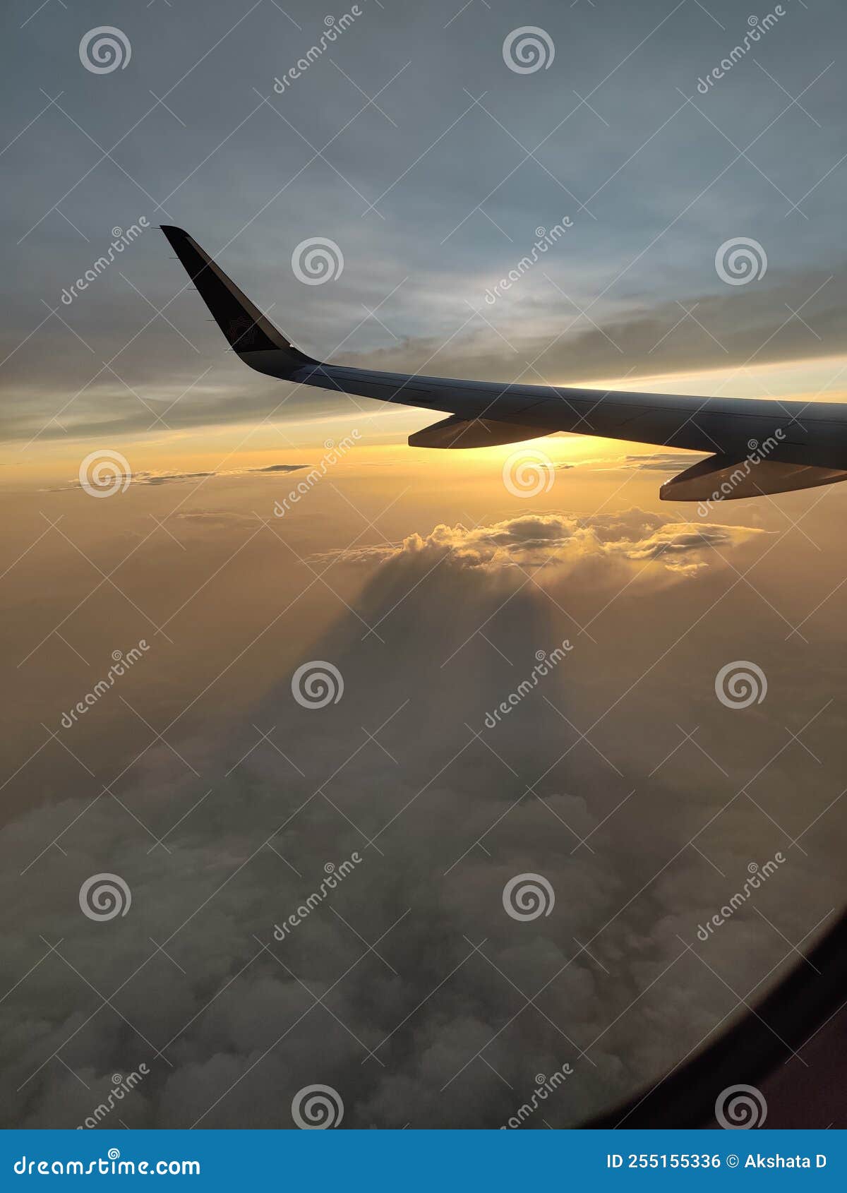 Beautiful Sunrise View from Above the Clouds. Early Morning Flight View ...