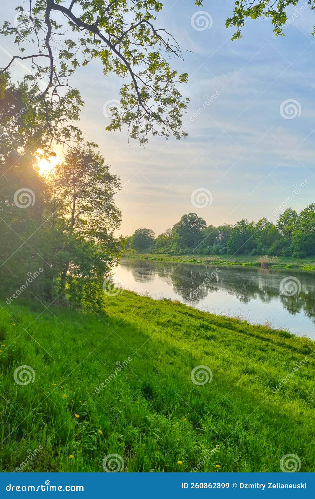 Beautiful Sunrise View on the River Bank. Stock Image - Image of sunset ...