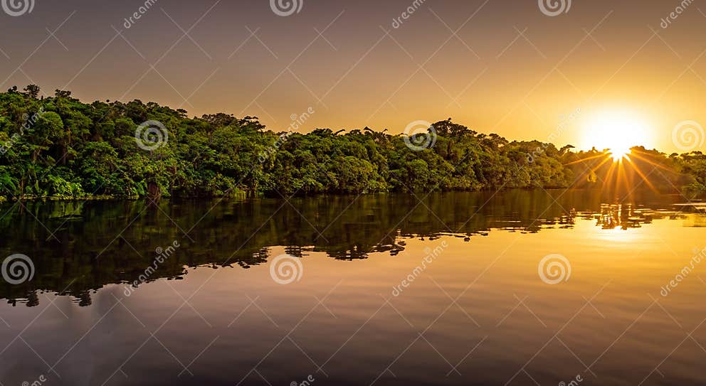 Beautiful Sunset on the Amazon River in High Resolution Stock ...