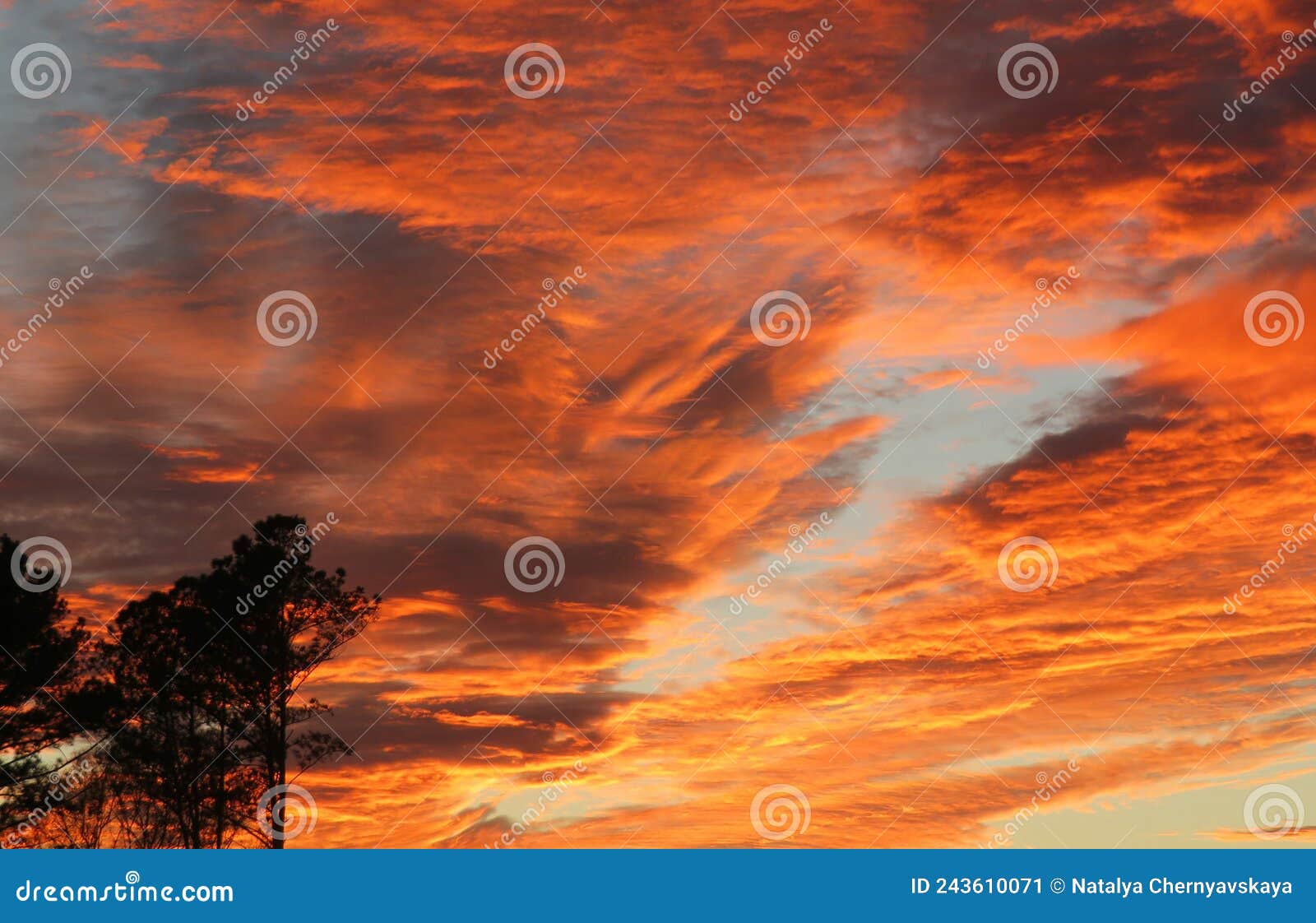 Beautiful Sunset View with Red Fiery Clouds Stock Image - Image of ...