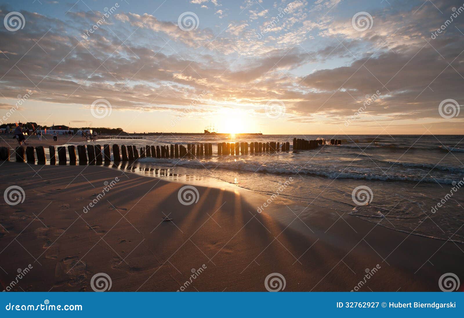 Beautiful Sunset at Baltic Beach in Poland Stock Image - Image of ...
